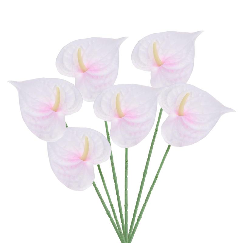 PATIKIL 13" 人工アンスリウムリリーの花 6個セット 永久花フラワーアレンジメントブーケ ホームデコレーション 結婚式ウェディング 祭り パーティー用 ピンクホワイトカラー：ピンクホワイト；全長：33 cm / 13 イ...