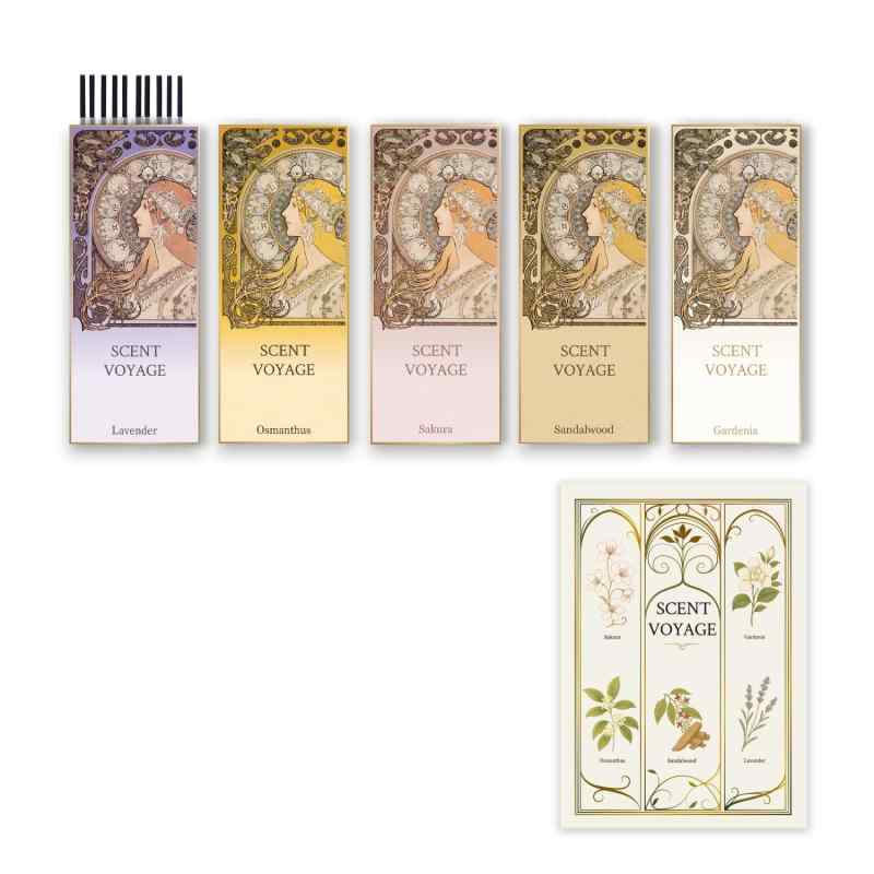 届いてすぐ使える 香立て付き お香セット 金木犀の香り5種 SCENT VOYAGE【香立て付き】届いたその日からすぐに楽しめる便利セット【金木犀など5種の香り】桜・ラベンダーなど癒しの香りを詰合せ【少煙タイプ】お部屋の空気を汚さず、心地よ...