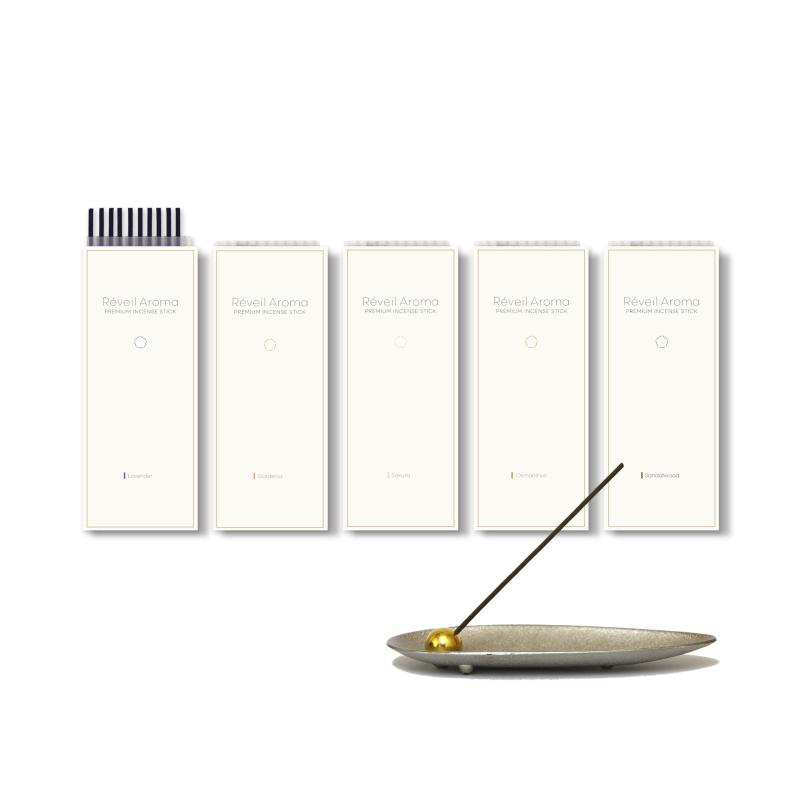 おしゃれな香立て付き 金木犀入り お香セット 少煙 香り5種 Réveil Aroma【香立て付き】届いたその日からすぐに楽しめる便利セット【金木犀など5種の香り】桜・ラベンダーなど癒しの香りを詰合せ【少煙タイプ】お部屋の空気を汚さず、心地...