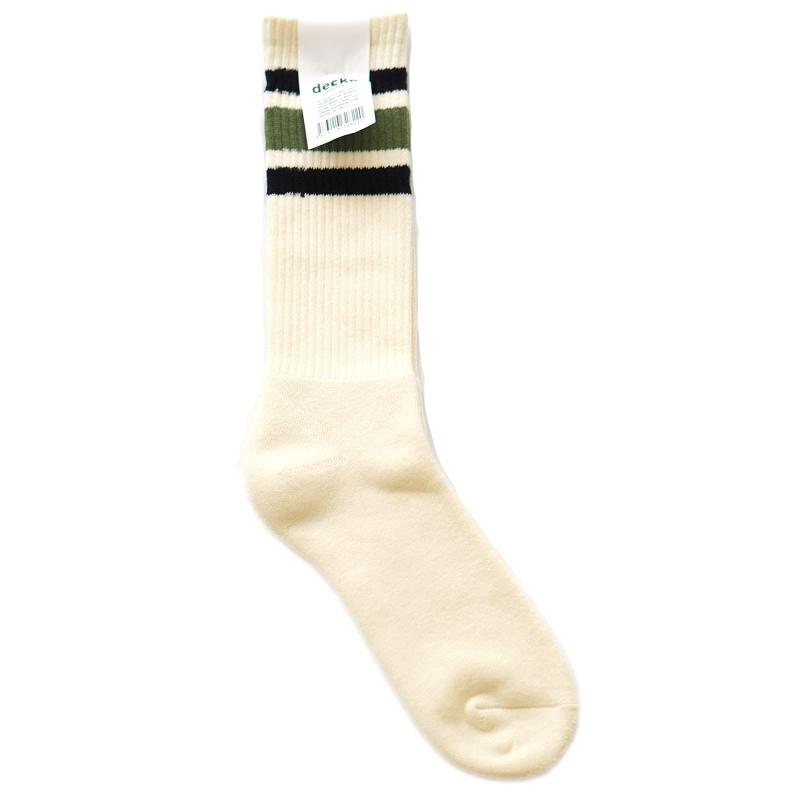 デカ decka ミドルスケーター ラインソックス 靴下 スケーターソックス 80's Skater Socks (1size Womens, Green) 21.5-24.5 cm