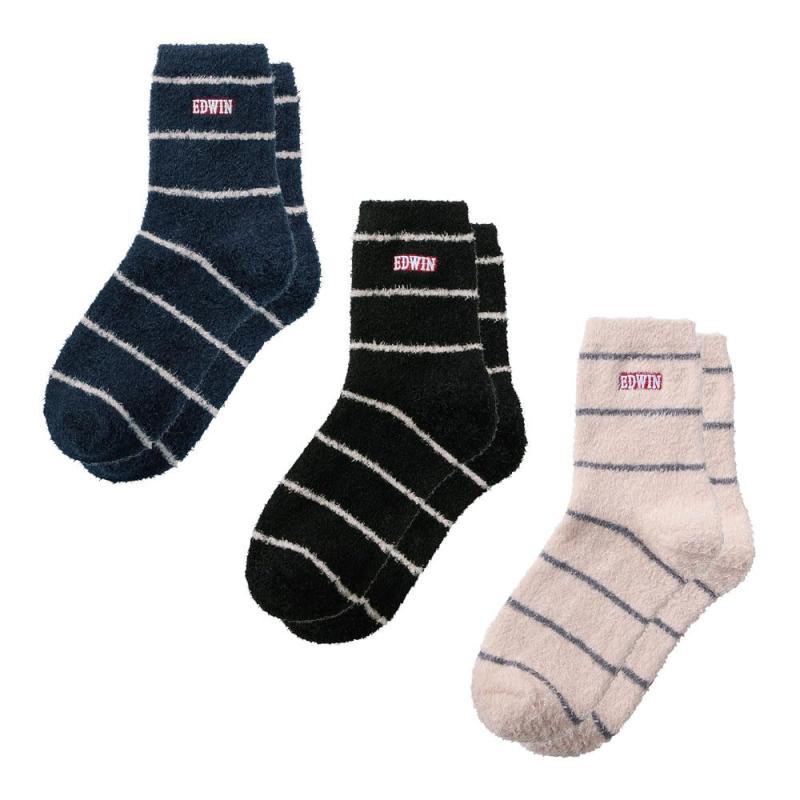 靴下 3足組 エドウィン(EDWIN) あったか 厚手 消臭 BODYFIRE 暖かソックス厚手でふんわり心地よく、足を快適で暖かく保ちます。つま先までたっぷりとした生地が、寒い冬に大活躍。消臭機能付きでニオイが気になりにくく、靴を脱ぐシー...