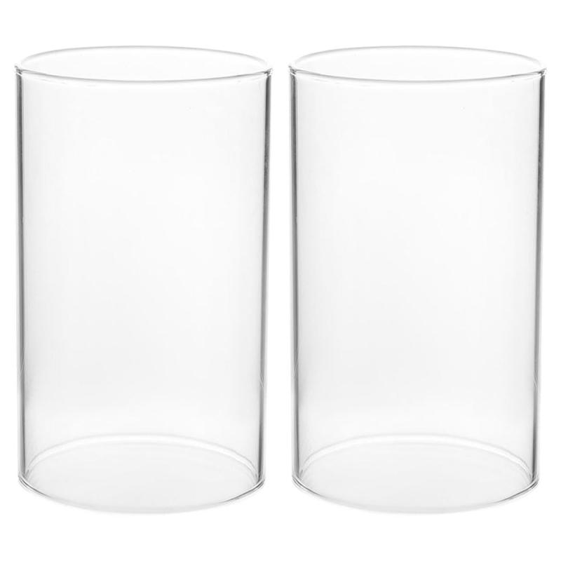 FRCOLOR キャンドルグラス 2個セット 5.9X2.8インチ 透明ガラス 円筒形キャンドルシェード 柱キャンドルカバー 保護用風よけ付き キャンドルホルダー熱に強いガラス素材：FRCOLORのキャンドルシェードは耐熱性のあるガラスで製...