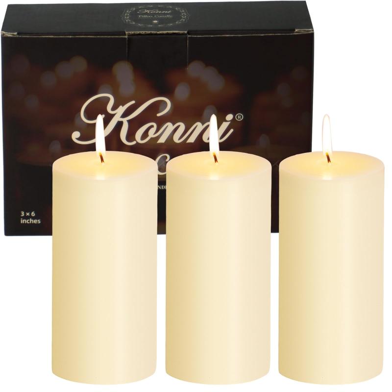 KAMMAK ピラーキャンドル ロウソク ろうそく 3個セット 直径75mm×高さ152mm 燃焼時間約168時間 無香料[お買い得パック] の無香料ピラーキャンドルセットには、幅7.5cm×高さ15.2cm インチのキャンドルが3個含まれ...