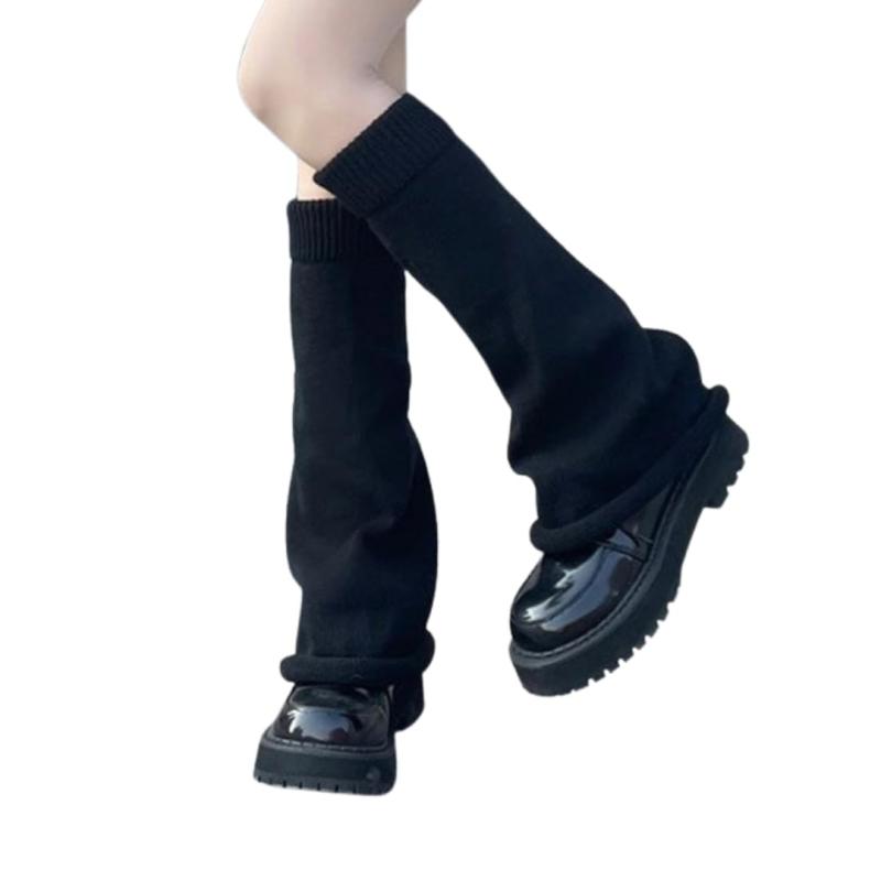 [HaNaRuNa] レッグウォーマー ニット 40cm レディース ガールズ ふわふわ 冬用 防寒 冷え対策 フリーサイズ 白 黒 ホワイト ブラック シンプル 厚手 暖かい 足元 保温 おしゃれ [並行輸入品]【冬の必需品・ニットレッグ...