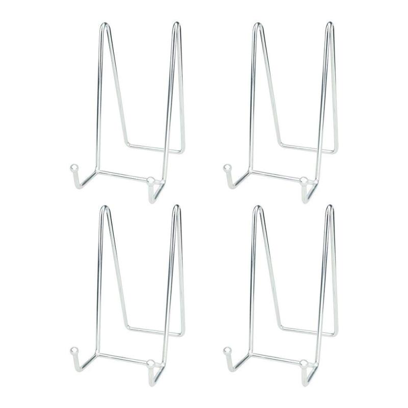 プレートスタンド アイアン 額立て 皿立 写真立て 本立て ブ，シルバー(4 個セット)