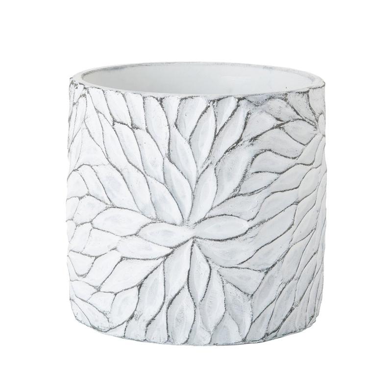 東京堂 花器 ホワイトぺタルM CX001501中国Φ14.0XH13.5素材:セメント内Φ約12.5cm