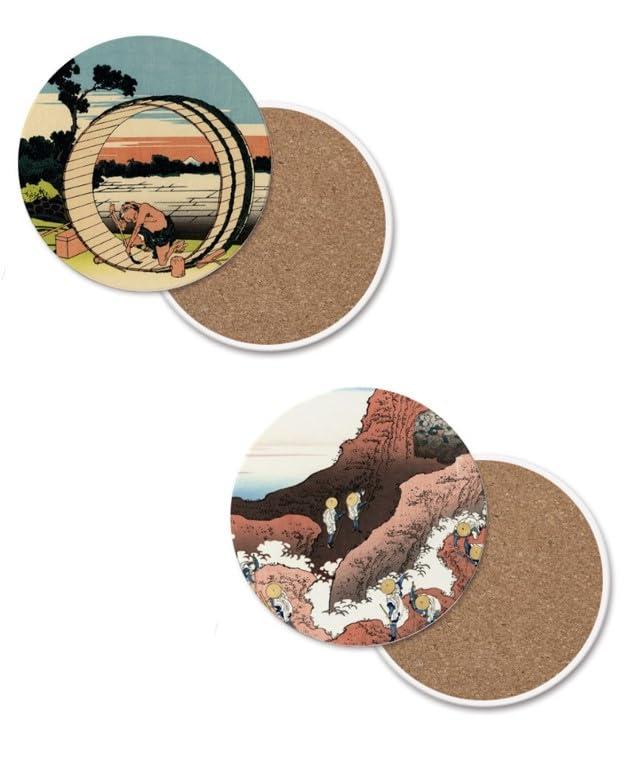 【villageriver】外国人が喜ぶ日本のお土産 コースター 丸型 富嶽三十六景 セラミック外国人が喜ぶ日本のお土産プレゼントです