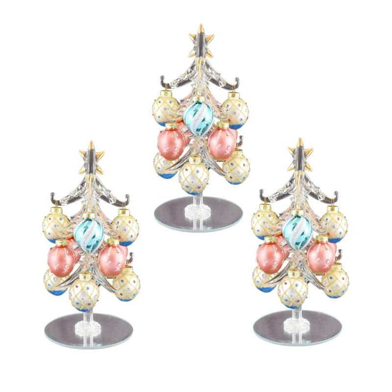 フォーカート かわいい手作り ガラス細工 【クリスマスツリー オーナメントセット】ドロップ ツリー ミルキー×3個セットサイズ：ツリー：H180、玉W25＊H30mm素材：ソーダガラスパステルカラーのオーナメントがカワイイガラス製のクリスマ...