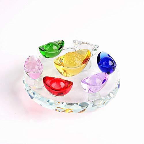 Chiorgone カラフルクリスタルYuanbaoセット - セブンスターアレイ 風水 繁栄の装飾 - 幸運なホームオフィスギフト。この素晴らしいカラフルなクリスタルYuanbaoのセットで空間を高めましょう。 ファセットベースに配置され...