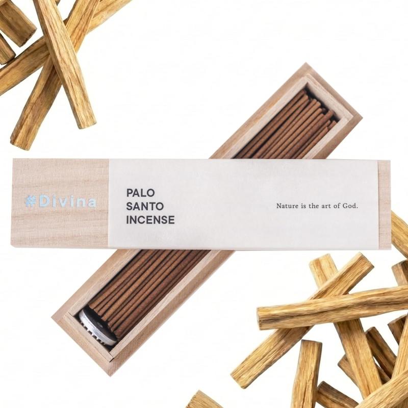 #Divina パロサント お香 スティック 白檀 配合 天然成分100% 無添加 合成香料不使用 桐箱入り 浄化 ヨガ ギフト (約15cm / 燃焼時間25分)【二大香木の贅沢なブレンド】 南米の聖木「パロサント」の甘い香りと、東洋の「...