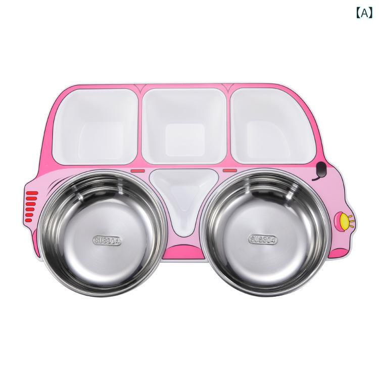 304 ステンレス 製 子供 用 車 型 食器 セット、 スプーン、 フォーク、 ベビー 用 仕切り 付き 補助 食器、 取り外し 可能で 洗える 食器 セット、お 食事 用商品番号: ET-100輸入するかどうか: いいえ供給カテゴリー:...