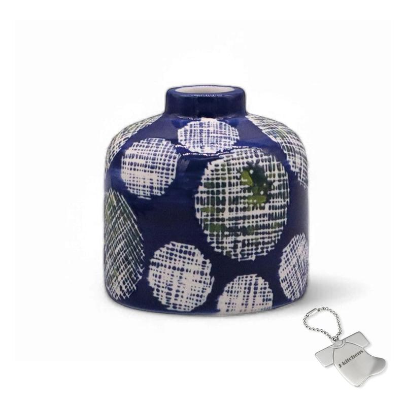 J-kitchens Select 置物 花瓶 陶器 フラワー 東欧風 フラワーベース L Φ8xH9.5cm ドット オリジナルタグ付 P-565225本体素材：セラミック製品サイズ：本体／約Φ8x9.5cm防水加工済一品一品が手作りの為...