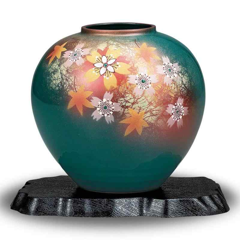 和座の蔵 おしゃれ 陶器 花瓶 九谷焼 花器 花舞 花台付き ブランド インテリア フラワーベース 日本製 新築祝い 開店祝い 創業祝い プレゼント ギフト花瓶 サイズ：径17.5cm×高さ16.5cm【ギフトBOX仕様：専用 化粧箱入り】...