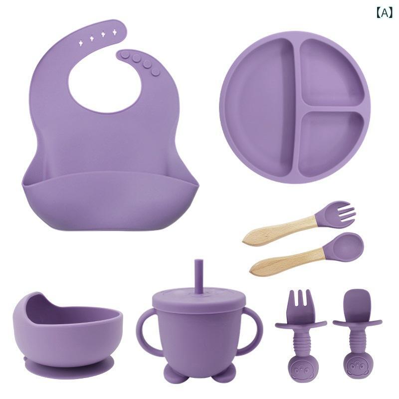 食品 級 シリカゲルの 赤ちゃんの よだれかけの 食器 8 点 セットの シリカゲルの 食器の 吸盤 式 シリカゲルの 子供の 碗の スプーンの フォーク輸入するかどうか: いいえ供給カテゴリー: スポット製品カテゴリー: 食器セットブラン...