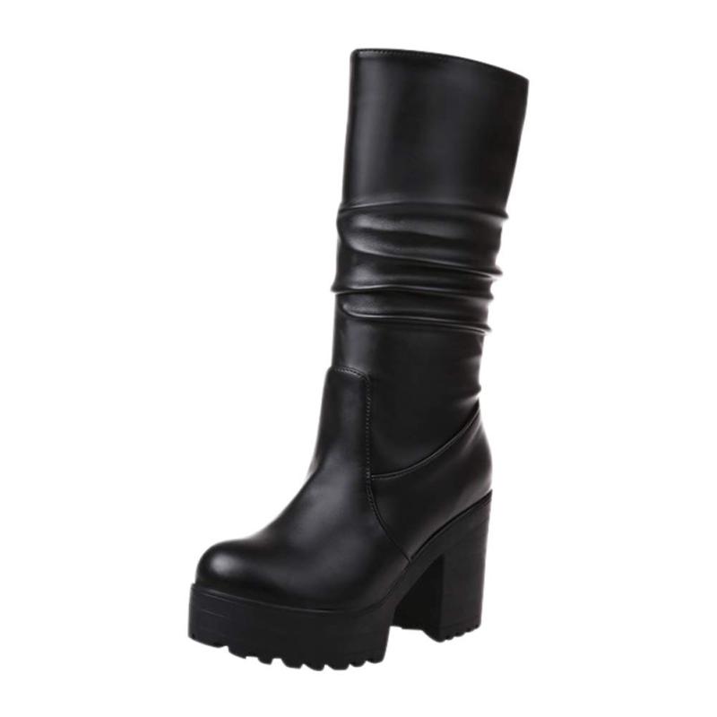 [Cozy Maker] C&amp;M ミドルブーツ レディース ブーツ COSPLAY ハイヒール 厚底 通学通勤 コンヒール ショートブーツ 歩きやすい コスプレシューズカラー：ブラック　ホワイト　ヒールの高さ：9CM　サイズ：22....