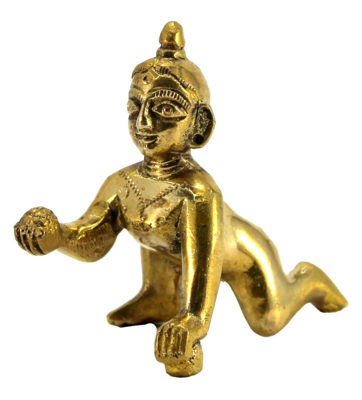StonKraft 真鍮製 クリシュナ ラドゥーゴパール カンハ マカーンチョール（ラドゥーゴパール）- Kanha Makhan Chor (Laddu Gopal)Stonkraft 5.5cm ラドゥ・ゴパル・キシャン ベビークリシュ...