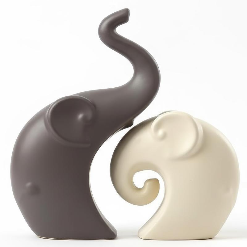 CHIORGONE セラミックエレファントカップルスタチュー-モダンな絡み合ったホームデコレーション-ラブシンボル結婚当社のエレガントなセラミック象のカップル像は、どんな家にもモダンな美しさと穏やかな魅力をもたらします.ミニマリストなデザイ...