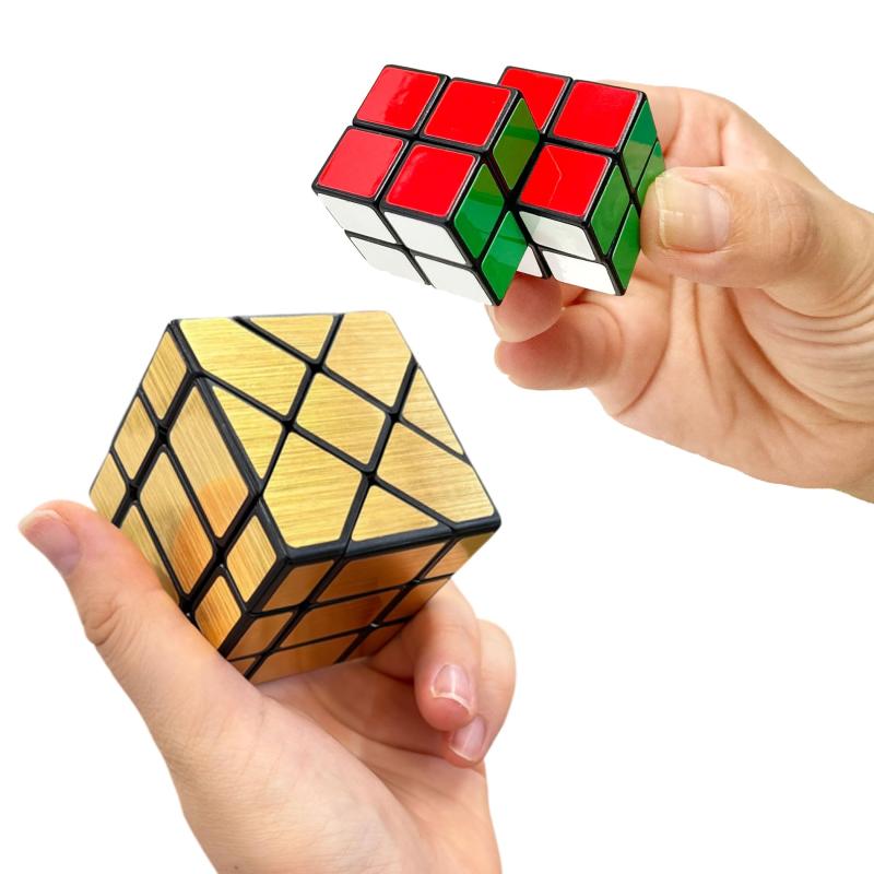 【難易度・最強？】ミラーキューブ 立体パズル 回転なめらか 難しい 高難易度 3Dパズル おもしろい 頭の体操【2種類の立体パズルセット】　通常の6面体とは違い、形が大きく崩れる「ミラーブロック」と、見た目がユニークな連結タイプのミニキュー...