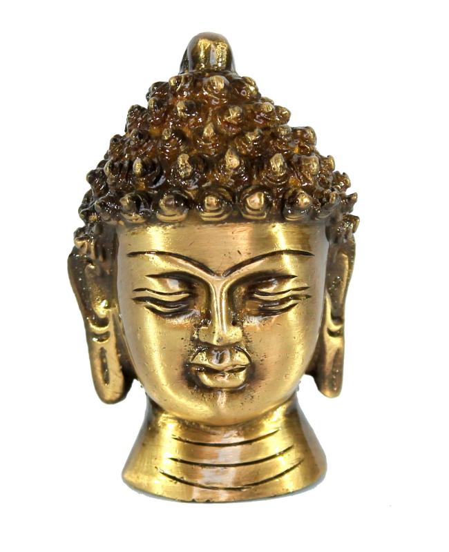 eSplanade Brass Buddha Face Showpiece | Buddha Head | Home Decor | Idol | Metal Statue | Figurine | Murti | Tibetan Budd...