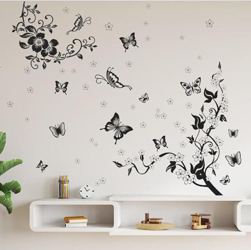 umely ウォールステッカー 壁紙 シール 蝶々 ガラス 装飾 ステッカー 黒 シンプル 剝せる 花 窓 DIY貼りはがしが簡単、ウォールシールで壁の装飾ができお部屋の模様替えが楽しく簡単に出来ます。取り外し可能な自己粘着PVC材料は、壁...
