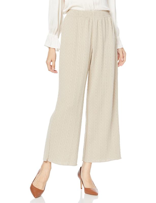 [グンゼ] ワイドレギンス Tuche トゥシェ ニットケーブル 10分丈 レディースSIZE:M-L ウエスト:65cm 股上:32cm わたり幅:34.5cm 股下:62cm 裾幅:28.5cm