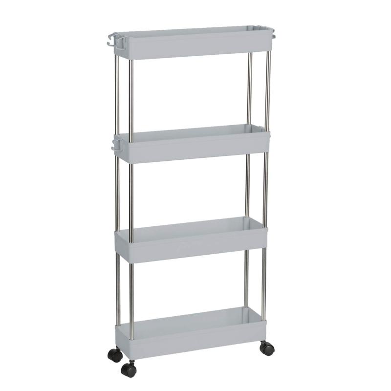 Sun.F キッチンワゴン キッチンラック キャスター付き 収納カート 省スペース 4段 スチール+ABS 耐荷重16kg 隙間収納 すきま収納 台所 部屋 居間 学習室 トイレ 浴室用【材質】：半透明で環境に優しいPP（100％再生樹脂）...