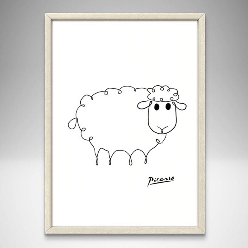 ピカソ 羊の絵 A4サイズ フレーム付き アートポスター ポスターaoiproポスターと額縁のセット商品です。発色が非常に綺麗なのが特徴で、アート作品に適した厚手印画紙を使用しており、適度な落ち着いた光沢感があります。額縁は、木材を原料とし...