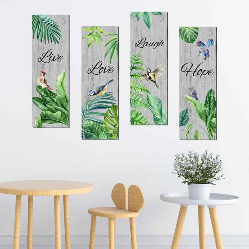 ボタニカル インテリアウォールアート、Live Love Laugh Hope 北欧風デザイン、植物と鳥のモチーフ、3D立体 緑 植物 ウォールステッカー 装飾、剥がせる 部屋飾り 北欧おしゃれインテリア アーデザインコンセプト: 「Liv...