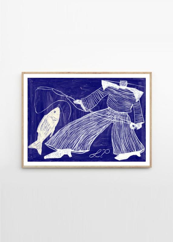 THE POSTER CLUB ポスタークラブ Sam Fishing 30×40cm Lucia Tuffleyジークレープリントという手法でPOSTER CLUBのために特別に作成されています。ジークレープリントとはフランス語で「吹き付...