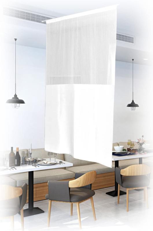 防炎加工 飛沫防止 感染対策 間仕切りファブリック パーテーション 吊り下げ式 多機能 カーテン 簡易 ウイルス対策 飲食店 公共施設 学校 病院 90×150cm CM531商品サイズ：（約） 幅90×丈150cm（メッシュ部70cm）　...