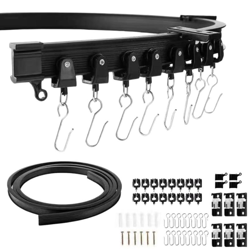 ideamall カーテンレール 湾曲 曲がる 天井付け 車 シングル 出窓 間仕切り 屋外 2m ブラック【賃貸でも安心】壁や窓の形状に合わせて自由に曲げて使えるカーテンレール。【簡単取付】初めてでも取り付け簡単カーブも自在に対応する多機...