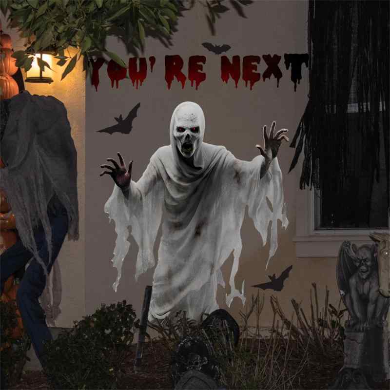 HOTIYOK ハロウィン シール ホワイト 幽霊 コウモリ 血痕 ハロウィーン ステッカー ハロウィン アート 窓 ハロウィンステッカー ウォールステッカー halloween stickers 英字 飾り リビングルーム ステッカーサイ...