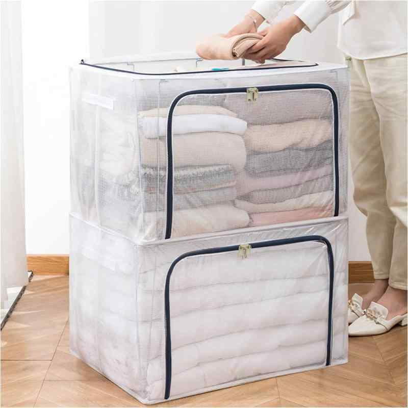 収納ボックス 大容量 折り畳み 収納ケース 衣類用 服収納ボックス おしゃれ 透明素材 PVC 衣装収納袋 水洗い可能 積み重ねできる 持ち手付き 収納簡単 整頓ボックス 防塵 防汚 防水 衣装収納【堅固なのが箱を受け入れる＆折り畳み可能】...