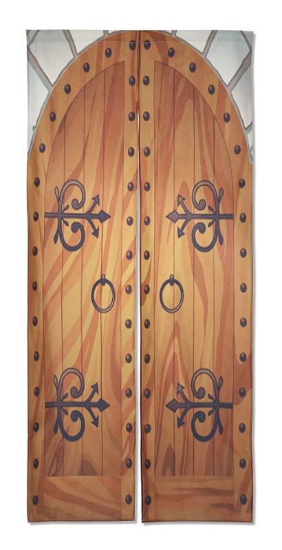 のれん 扉 ドア お城 門 入口 ジョーク だまし絵 小道具 ロング丈 180cm インテリア ロング 突っ張り棒 暖簾 間仕切り 押し入れ クローゼット 脱衣所 棚 玄関 インテリア 布 目隠し✅家や店舗などでも使用できる間仕切り用ロング...