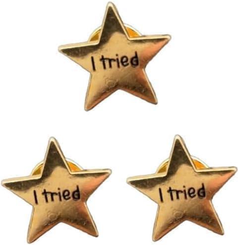 i Tried Stars エナメルピン クリエイティブポップ エナメルピン ラペルバッジ ブローチ おもしろファッションジュエリーブローチとピン3個, 鉄, 鉄黄鉄鉱デザイン性: クリエイティブでポップなデザインのエナメルピン、ファッショ...