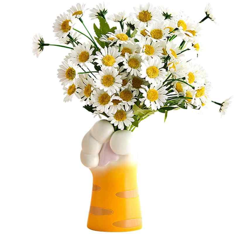 moin moin フラワーベース 持つ 猫 肉球 デザイン 手 【 造花 ドライフラワー 用 】 小物入れ ペン立て 花瓶 オブジェ インテリア 雑貨 樹脂 軽量 丈夫 2508fb32【サイズ】幅8.2×高さ15.7×奥行7.9cm 穴...