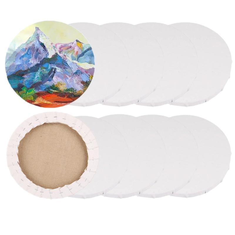 NOELAMOUR ミニキャンバス 丸キャンバス 15cm 10枚 キャンバス アート 亜麻 画材 絵画 油絵 絵具直径15cm丸型キャンバス10枚セットです。画布は高品質のリネン（亜麻）素材を使用しております。リネン（亜麻）素材の画布は織...