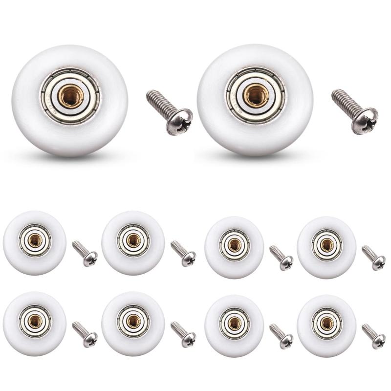 Atoplee 10 rodillos para puerta de ducha, rueda de repuesto para puerta de baño, puerta de vidrio corrediza, rueda de ro...