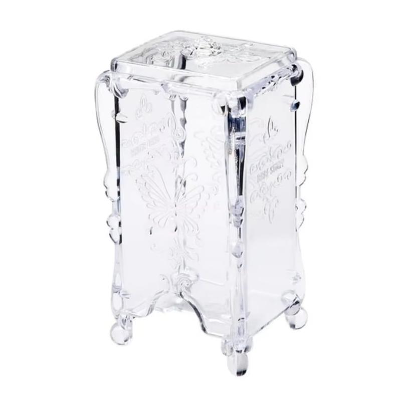 TK.Felly コットンケース 透明蓋付きケース コットン入れ 蓋付き ふた付き コットンボックス コットン ケース 蝶【商品】5x6cmサイズのコットンを収納できるアクリルケースです。下からコットンを引き出して取り出せる便利な蓋付きデザ...