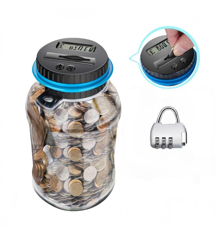 JiangMuXin 貯金箱 デジタルカウント機能付き 中身が見える インテリア雑貨 大容量 誕生日 ギフト パスワードロック付き【仕様】サイズ： W11.5cm×H20.5cm ／ 重量：230g ／ 容量：1.8L ／ 材質：プラスチッ...