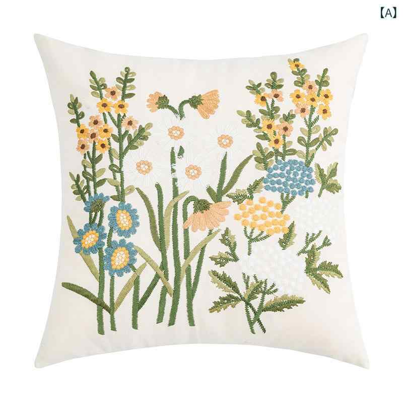 現代 田園 ins 純綿 キャンバス 刺繍 抱き 枕 民宿 見本 室の ベッドの 上に 窓の クッションが あります。ブランド: 吉好仕製品カテゴリ: クッションカバー/抱き枕カバー貨物番号: 錦上添花シリーズコート素材: コットン生地加工...