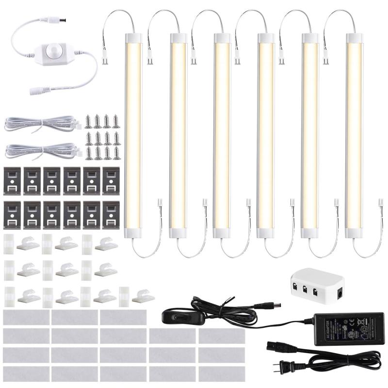 AIBOO LED の下の反対の照明設備、多目的灯 LEDバーライト 非接触 のキャビネットの滑走路端燈の照明キット、12 インチの 24V は台所、棒、戸棚、ショーケース、自己のためにつながる食器棚ラ【素晴らしいキャビネット下照明器具】キ...
