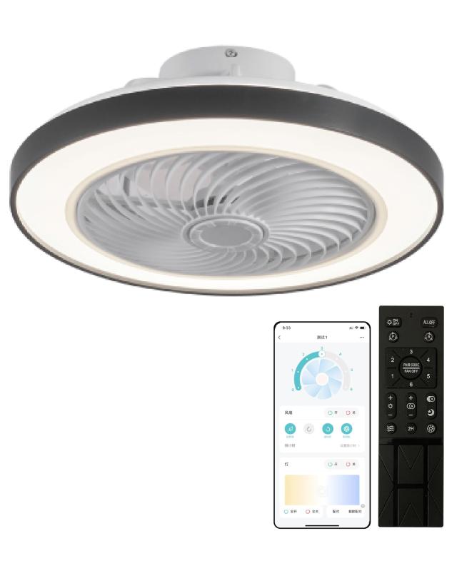 XINGMU LED シーリングファンライト 屋内用天井扇風機 直径50CM 最大3900LM 調光調色 風量 6階段調整 静音 薄型 空気循環 照明器具 APP遠隔操作 リモコン付き 木目調 ホワイト ブラック【風量アップ ‧ 6段階風量...