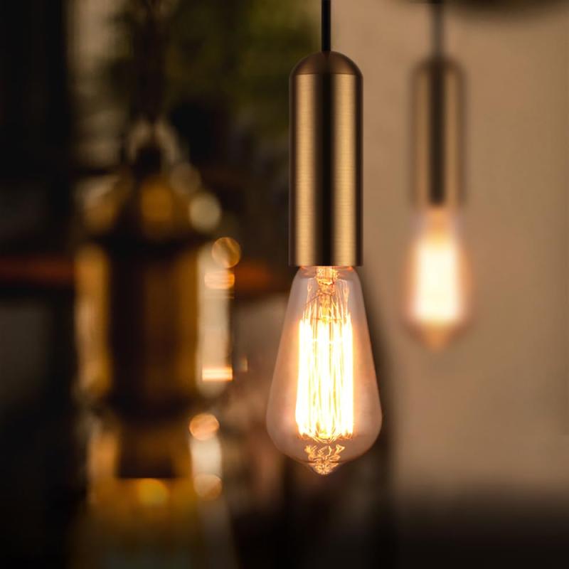 Cerdeco さりげない存在感 真鍮・メタル製の裸電球ソケットランプ レトロ・ヴィンテージ感溢れる アンティーク風 ペンダントライト インテリア照明 ダクトレール式真鍮ソケットサイズ：直径40*高さ120mm　コード長：1000mm　全高...