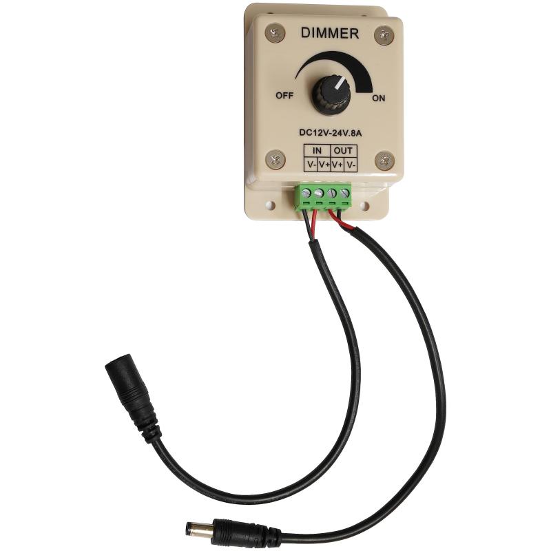 Kaito Denshi(海渡電子) 調光器 LED 照明 テープライト ダイヤル式 無段階 12V 24V 最大8A DCプラグ DCジャック 小型 簡単無段階調光機能搭載: 当LED調光器は、無段階調光機能を備えています。好みの明るさに...
