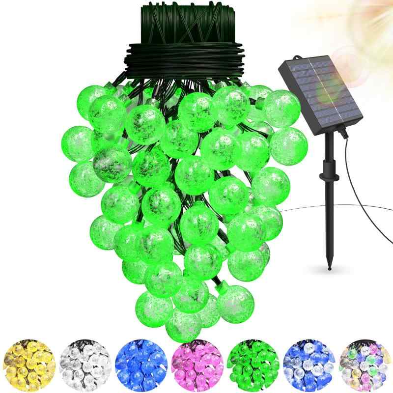 ソーラー イルミネーション 6.2m 62球 バブル ボール ストレート IP65 防水 8モード 夜間自動 点灯 クリスマス ハロウィン パーティー バレンタインデー 新年 祝日 結婚式 誕生日 学園祭 屋外 室🌞 【電源...