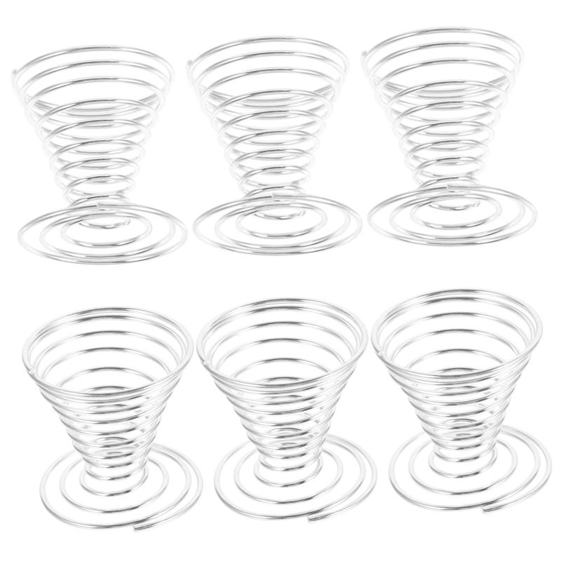 Alipis エッグスタンド ステンレス製 4個セット 卵立て ゆで卵 カップ 卓上 エッグホルダー スプリング キッチン 朝食 レストラン 雑貨 シルバー耐久性に優れたステンレス製エッグホルダー：4.50×4.50×4.50cmのコンパク...