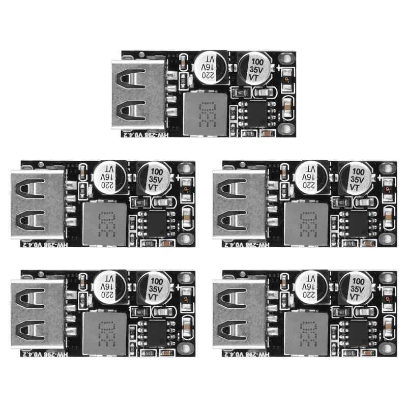 Aideepen 5個セット DC-DC可変降圧コンバータ 8V-30V 12V 24V降圧ボード QC3.0高速充電シングルUSB電源モジュール出力電力：最大24W（5V / 3.4A、9V / 2.5A、12V / 2Aなど）出力電圧：...