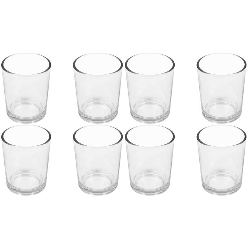 NUOLUX ガラスキャンドルホルダー クリア 8個セット ティーライトキャンドル容器 シンプルスタイル 高さ2.4インチ 直径2インチ 結婚式やパーティーのインテリアに耐久性に優れたガラス素材：透明でシンプルなデザインが特徴のキャンドルカ...