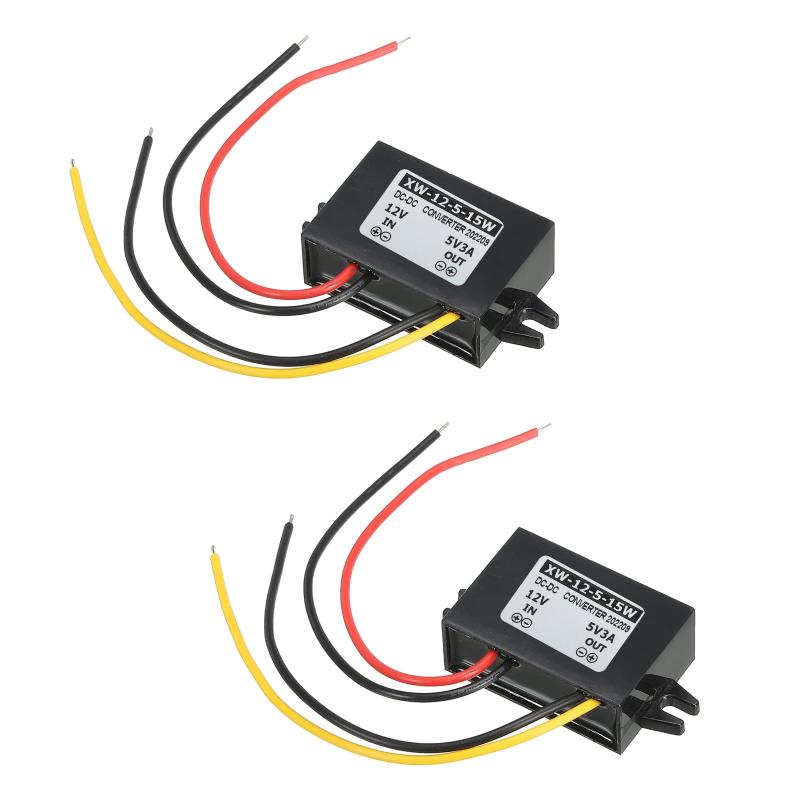 PATIKIL DC 12V-DC 5V 3A 15W 電力変換器レギュレータ プラスチックシェル LEDソーラーシステム用 2個電力変換器レギュレータはプラスチック製で、LED広告、セキュリティシステム、電力機器、通信などの幅広い用途に使...